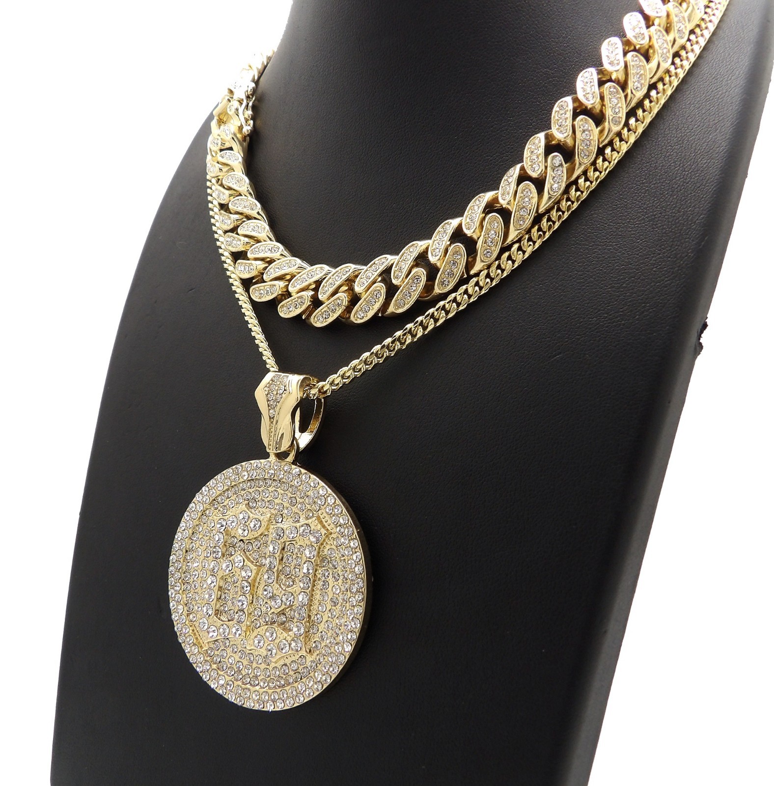 Hip Hop Gold PT 6ix9ine 69 Necklace & 12mm 18" Full Iced Cuban Choker ...