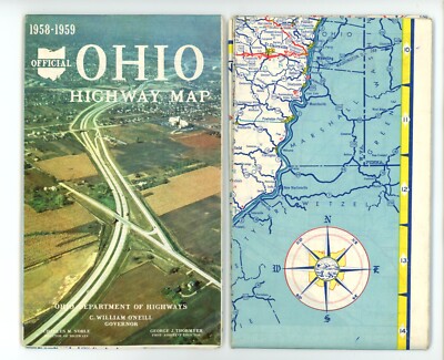 Vintage 1958-9 Ohio Official Road Map – State Highway Dept. (Version A ...