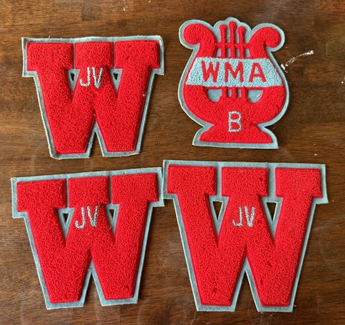 Lot of 4 Red Gray Varsity Letter Letterman "W"JV & WMA Lyre Band Jacket ...