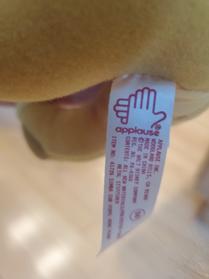 Applause Disney Lion King Simba Cub Vintage Stuffed Vinyl Mini Plush ...