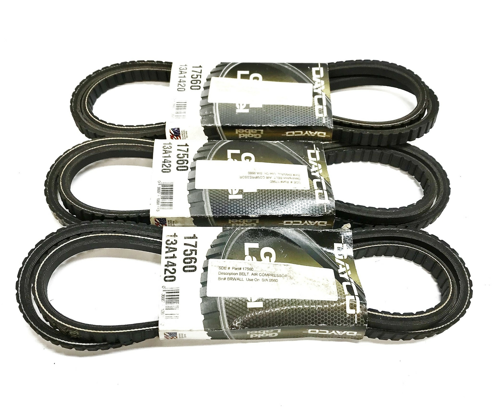 Dayco "Gold Label" Cogged V-Belt 17560 [Lot of 3] NOS | eBay