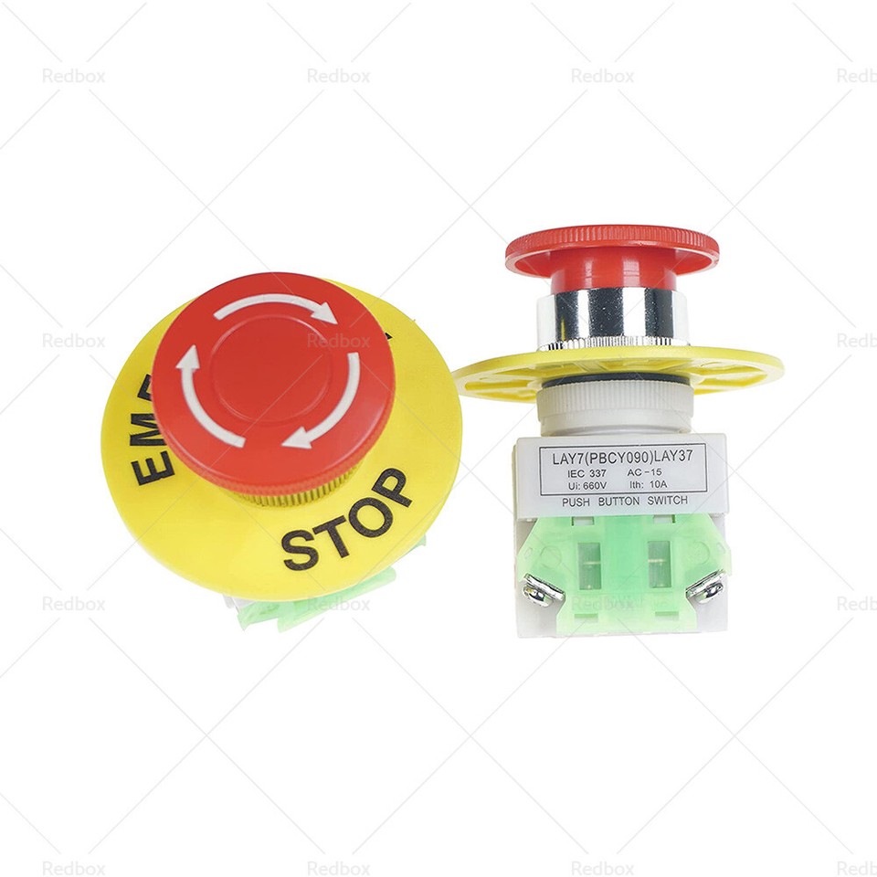 2Pcs Emergency Stop Button Shut Off Push Button Switch Red Mushroom ...