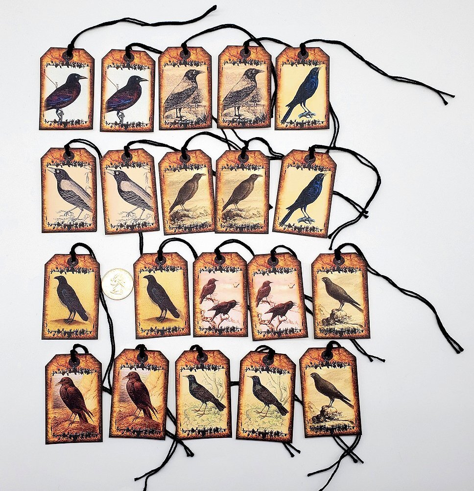 20-Halloween-Vintage-Ravens-Crows-Journals-Party-Linen Cardstock-Gift ...