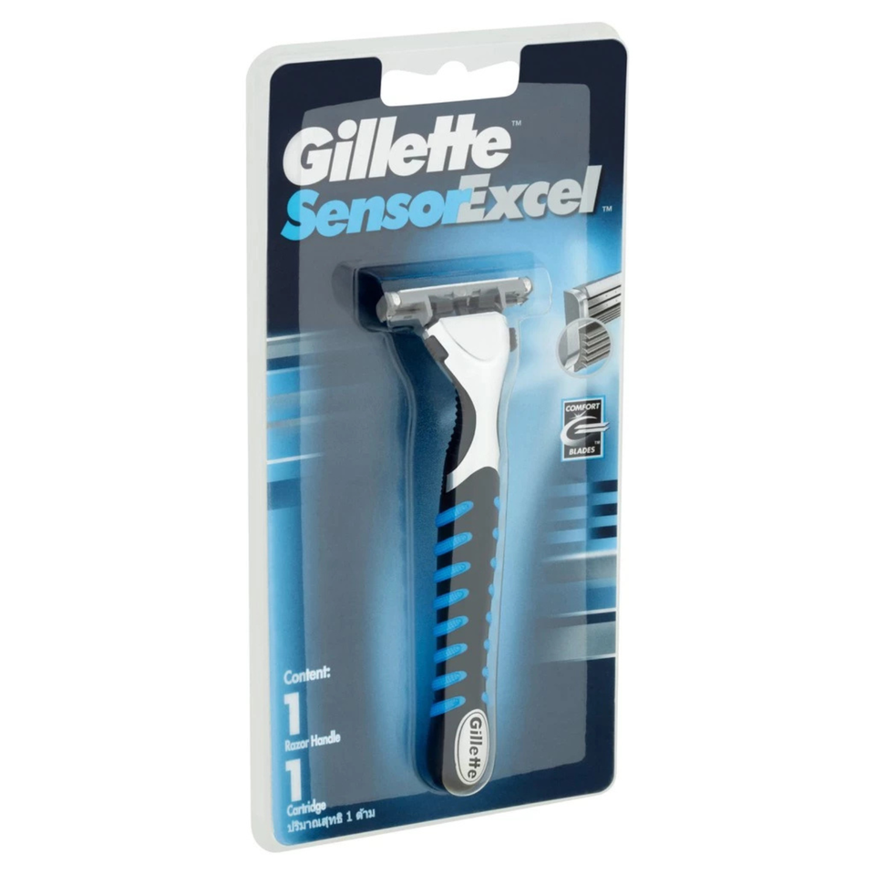 Gillette Sensor Excel Razor Handle + 1 Cartridge - HOLDS WOMENS AND ...