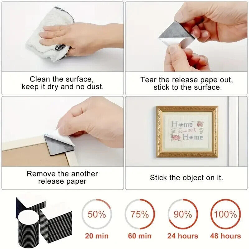 DOUBLE SIDED STICKY PADS Strong Heavy Duty Adhesive Mounting Tape ...