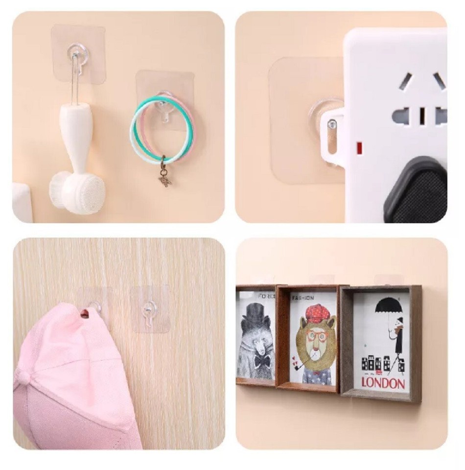 30 Pack Self Adhesive Wall Hooks Seamless Punch Free Nail Screw ...