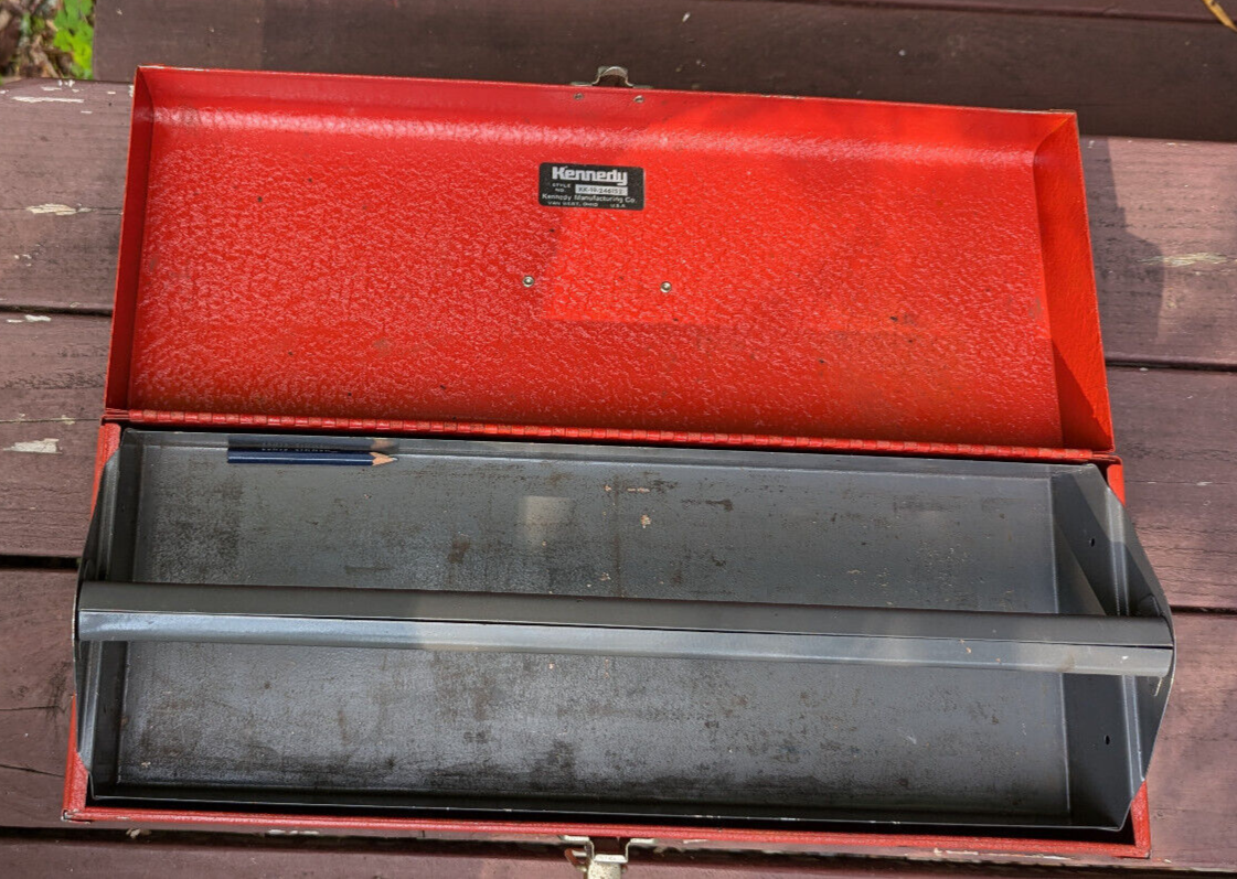 Vtg Red KENNEDY Metal Tool Box w/ Tray KK-19 19x7x7.5 Made In USA ...