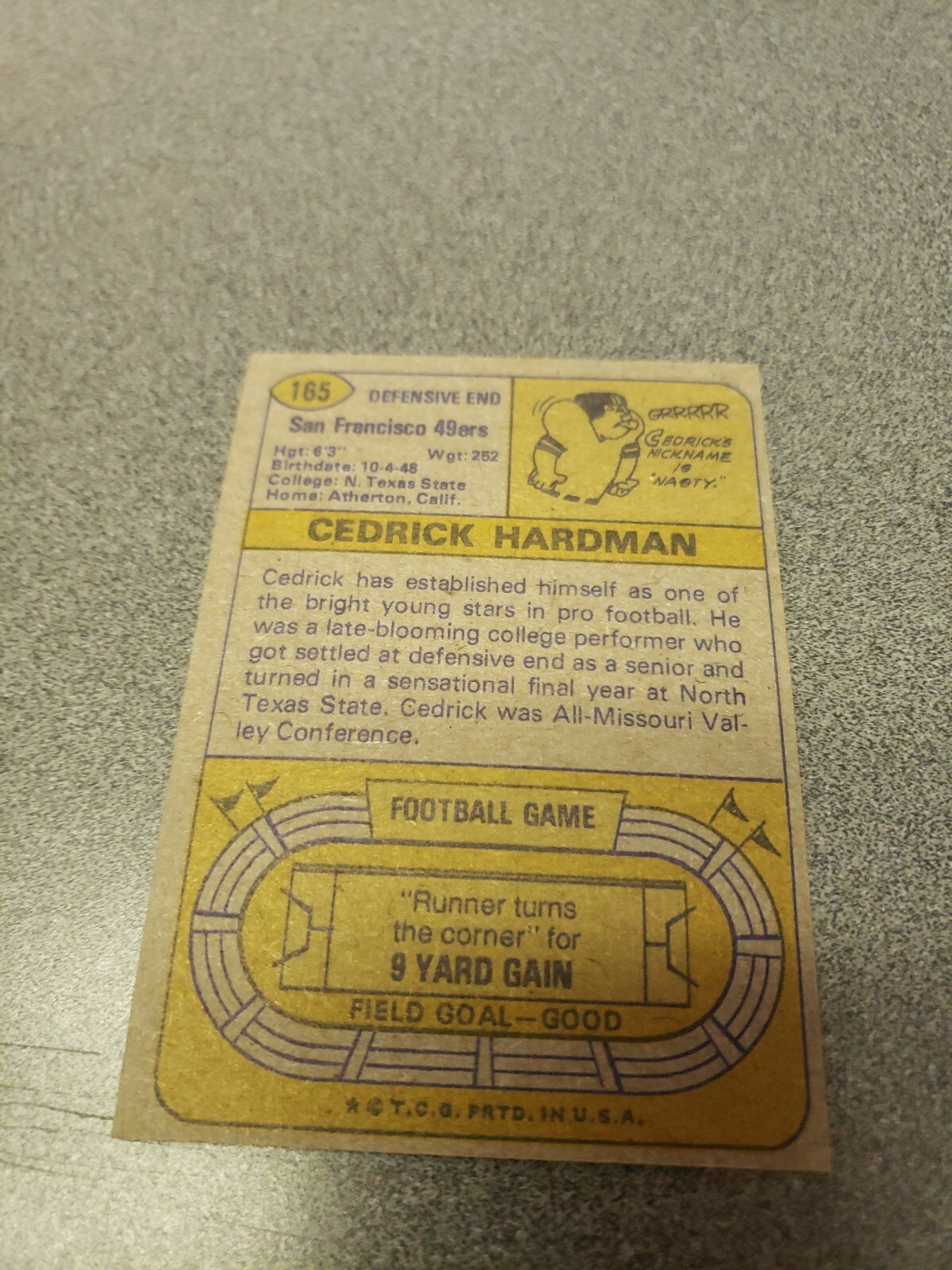 Cedrick Hardman San Francisco 49ers 1974 Topps Football Trading Card ...