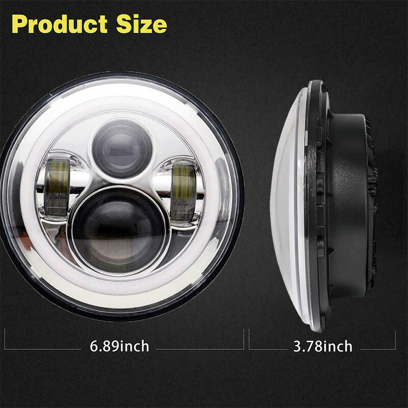 DOT 7" LED Headlights Angel Eye DRL Hi/Lo Beam Lamp For Kenworth T609 ...