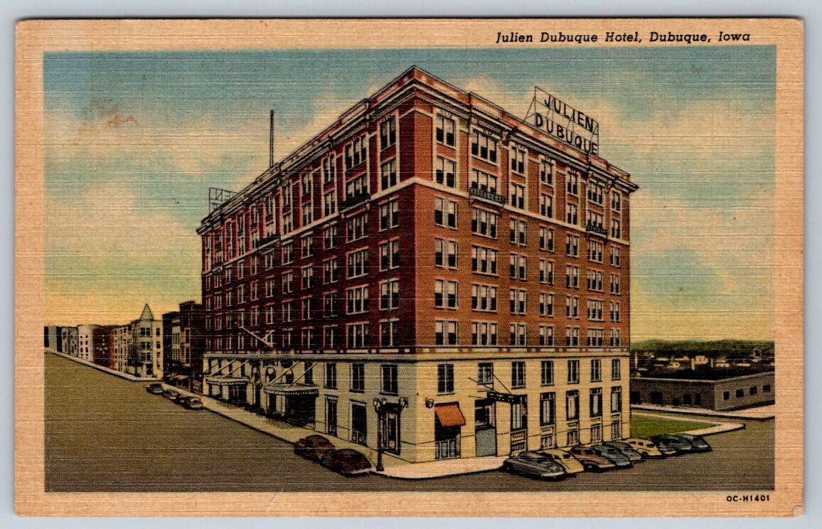 Julien Dubuque Hotel, Dubuque, Iowa, Vintage 1960 Linen Postcard | eBay