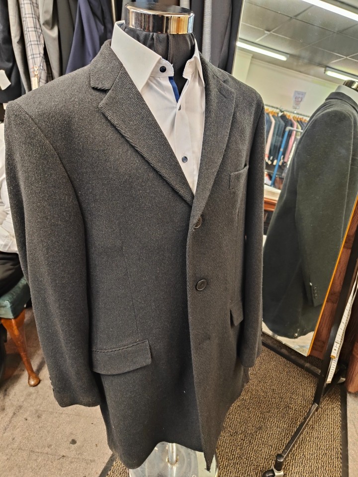 Tailor & Cutter men's charcoal wool blend overcoat XL | eBay UK