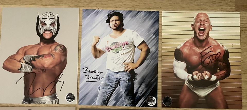 Lot Of 15 Autographed 8x10 Wrestling Pics AEW WWE ECW Pro Wrestling ...