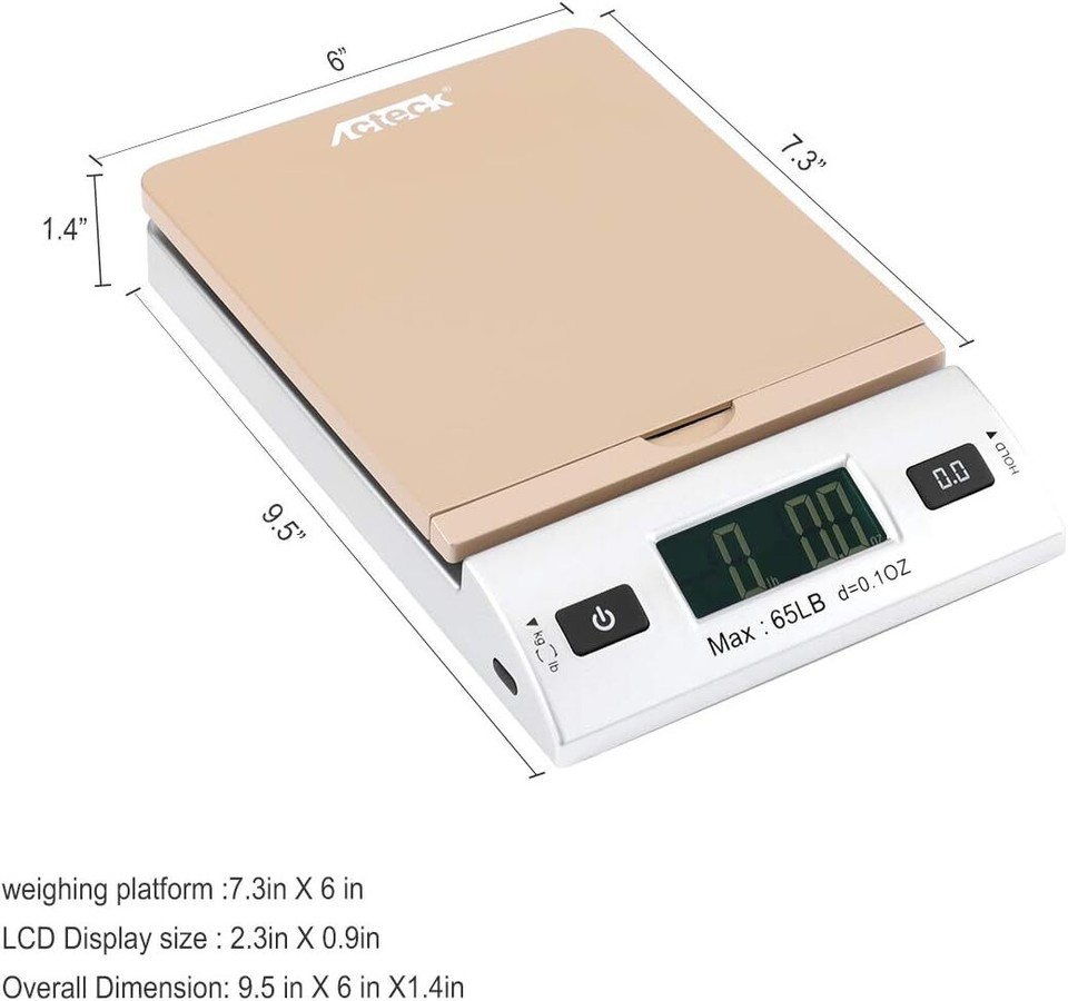 Digital Shipping Postal Scale with Batteries and AC Adapter, Gold ...