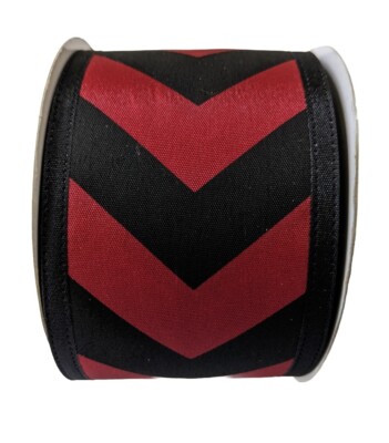 Black Red Chevron Wired Ribbon 10 yds yards 2.5"W DIY Craft Wreath ...