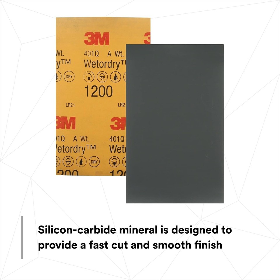 3M Wetordry Abrasive Sandpaper Sheet (02044, 2044), 2000 Grit, 50 Count ...