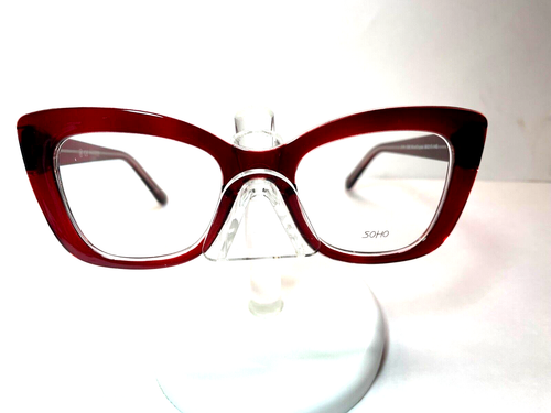 NEW SOHO by VIVID EYEGLASSES FRAME SOHO 1085 WINE CRYSTAL OVERSIZED ...