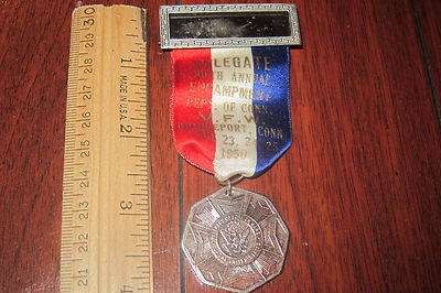 1950 VFW MEDAL RIBBON Veteran Foreign Wars 30 ENCAMPMENT BRIDGEPORT ...