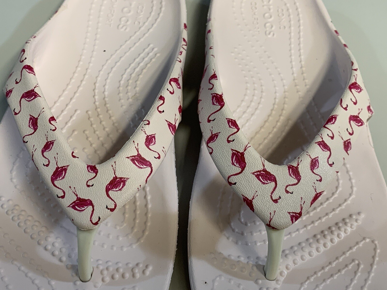 Crocs Flamingo Design Flip Flops Womens 4 - Gem