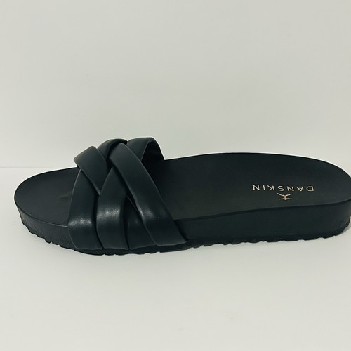 Danskin Women's FAITH Black Leather 2" Wedge Heel Slip On Sandals NEW ...