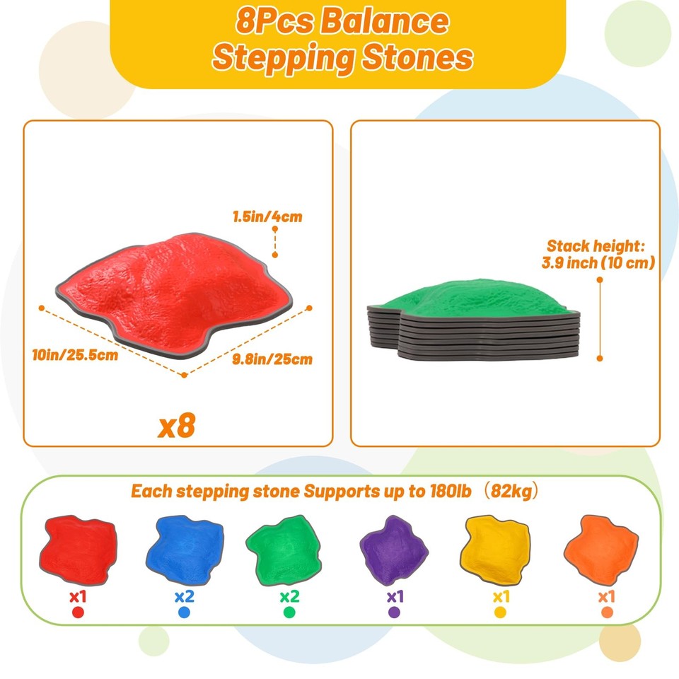 Non-Slip Stepping Stones for 8pcs Plastic Balance Beam Obstacle Course ...