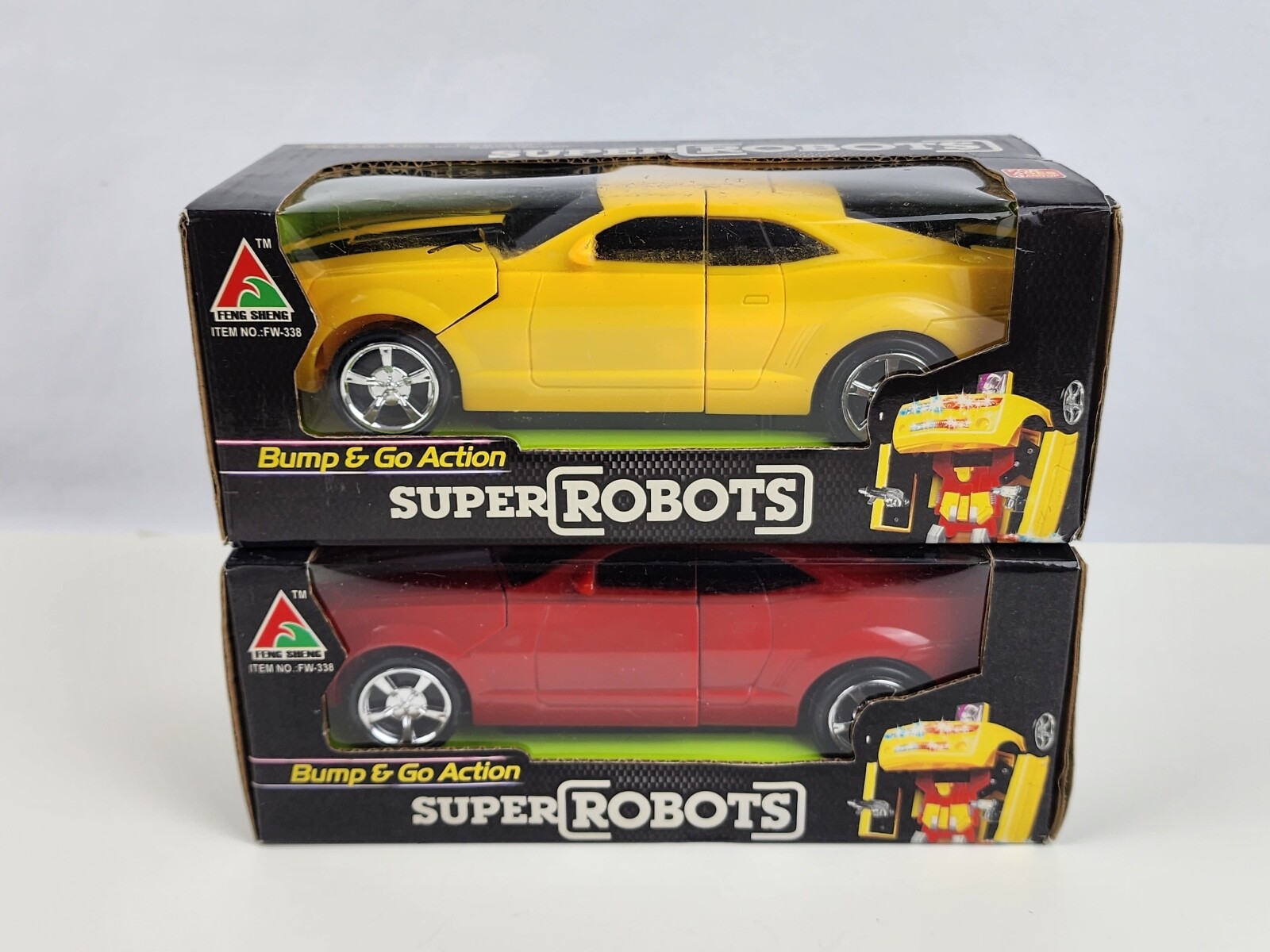2x Bump & Go Action Car Super Robots Cars Transforming action Red ...