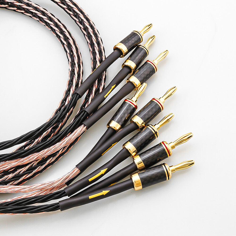 24 strand 7N OCC Bi-wire HIFI Speaker Cable Audio Bi Wiring Cables ...
