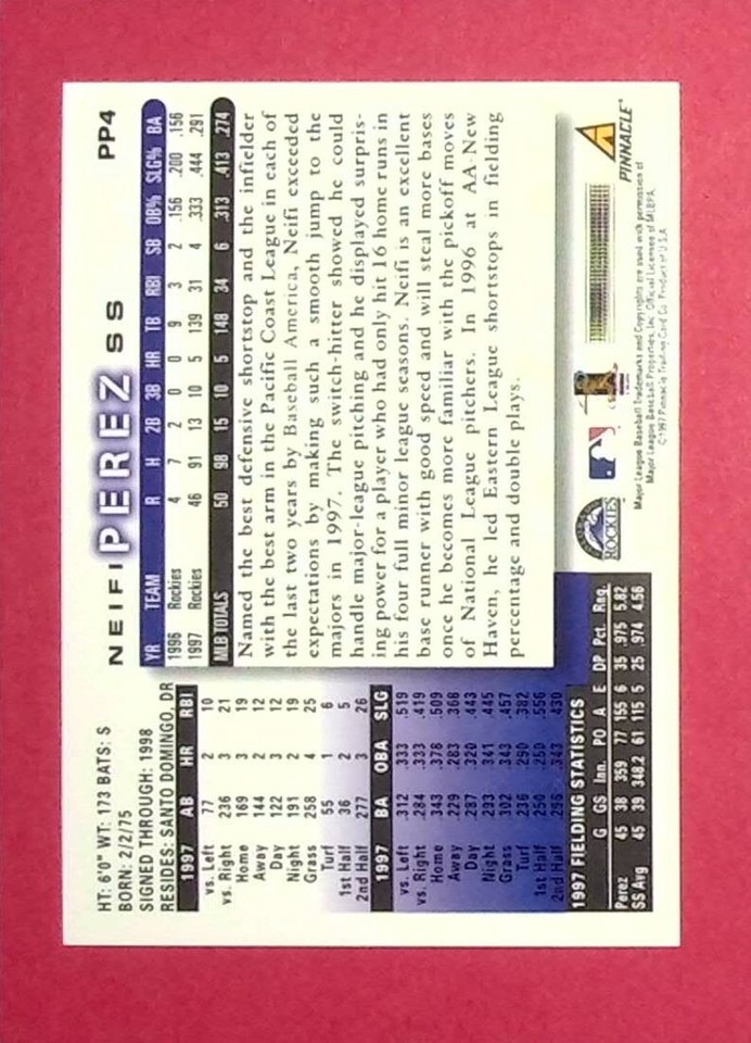 1998 Score Showcase Series Artist's Proof Baseball Card #PP4 Neifi ...