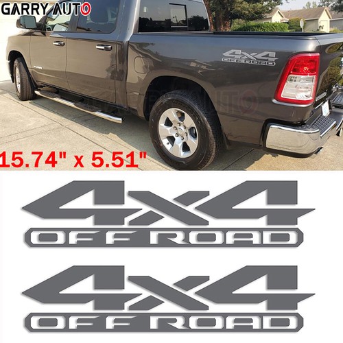 2x Grey 4X4 Off Road Truck Bed Decal Vinyl Sticker For Dodge RAM 1500 ...