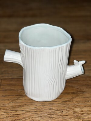 Anthropologie Sherry Olsen Tree Stump Vase 6" White Butterfly Vintage ...