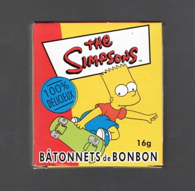 The Simpsons Candy Stick Box w/ Original Candy Inside 100% Tasty Bart ...