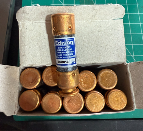 (Box of 10) Edison Fusegear ECNR10 Fuse 250V 10A Time Delay Dual ...