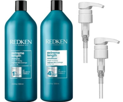 REDKEN EXTREME LENGTH SHAMPOO 1 LITRE AND CONDITIONER 1 LITRE DUO WITH ...