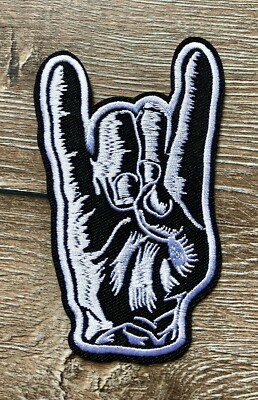 Rock On Patch Aufnäher Bügelbild Knochenhand Bones Rockerhand Heavy ...