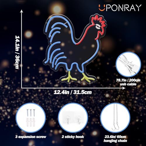 Neon Sign, Red Blue Led Neon Signs, Chicken Neon Light for Wall Decor ...