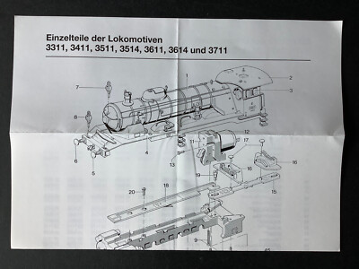 Märklin Ersatzteilliste Lokomotiven 3311/3411/3511/3514/3611/etc (CZ07 ...