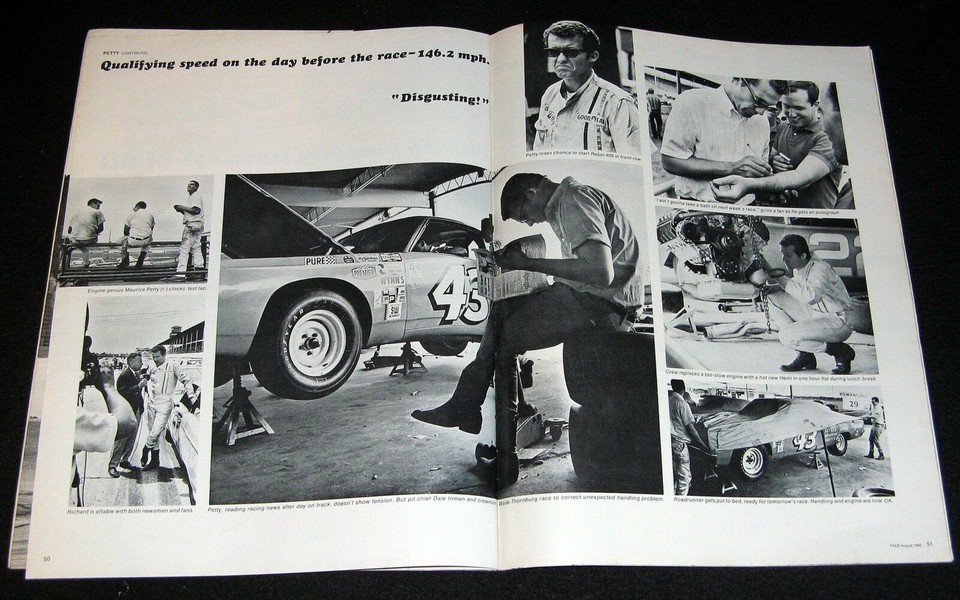 RICHARD PETTY 1968 PICTORIAL RARE PACE MAGAZINE DARLINGTON STOCK CAR ...