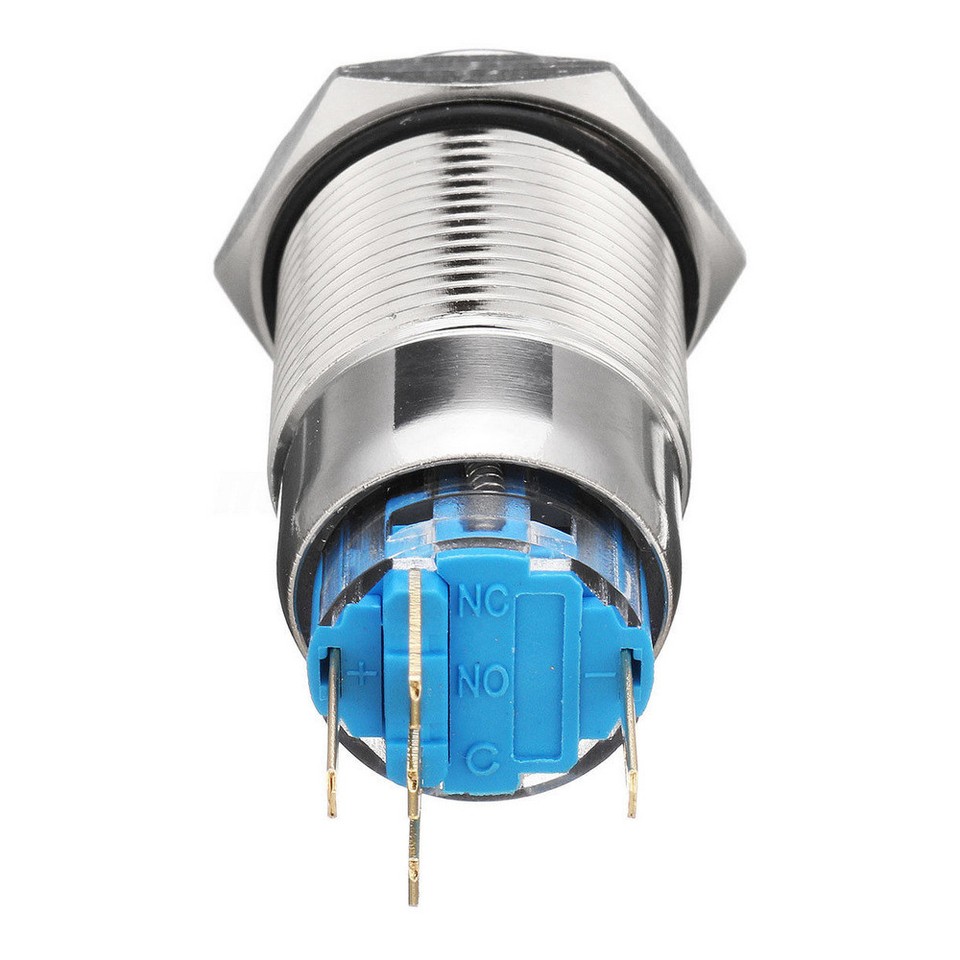 12V 19mm Button Red LED Light Engine Start Momentary Metal Switch Plug ...