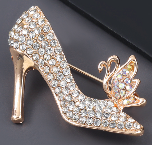 CLEAR CRYSTAL STILETTO SHOE BROOCH RED HAT SOCIETY | eBay Australia
