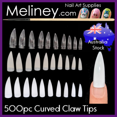 500pc Curved Claw Tips Stiletto Nail Tips Divot False Fake Long Full ...