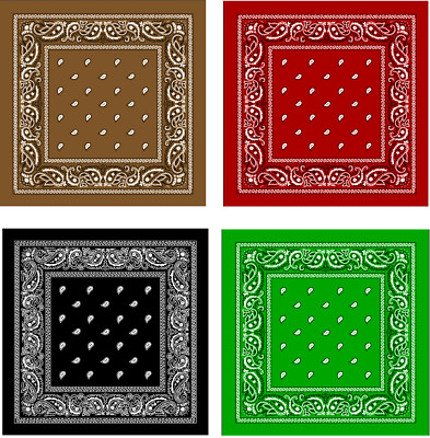 Mens & Womens Oversized Paisley Bandanas - 27" Double Sided 100% Cotton ...