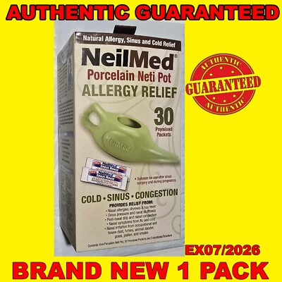 Neilmed Porcelain Neti Pot Allergy Relief With 30 Premixed Packets EX07 ...