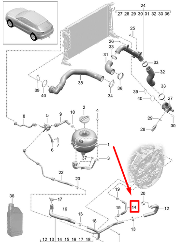 PORSCHE MACAN 95B Engine Coolant Hose 95B.121.130.B 95B121130B NEW ...