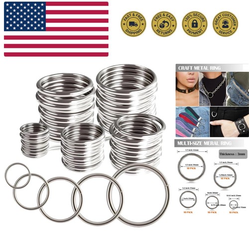 Metal O Rings Assortment Multi Size Metal Rings for Crafts 50 Pack 3mm ...