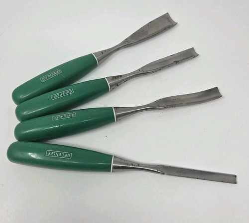 Set of 4 Vintage Greenlee Woodworking Chisels Sheffield England Green ...