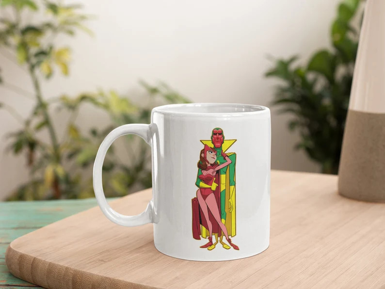Disney Marvel Cartoon Wanda Maximoff And The Vision White Coffee Mug | eBay