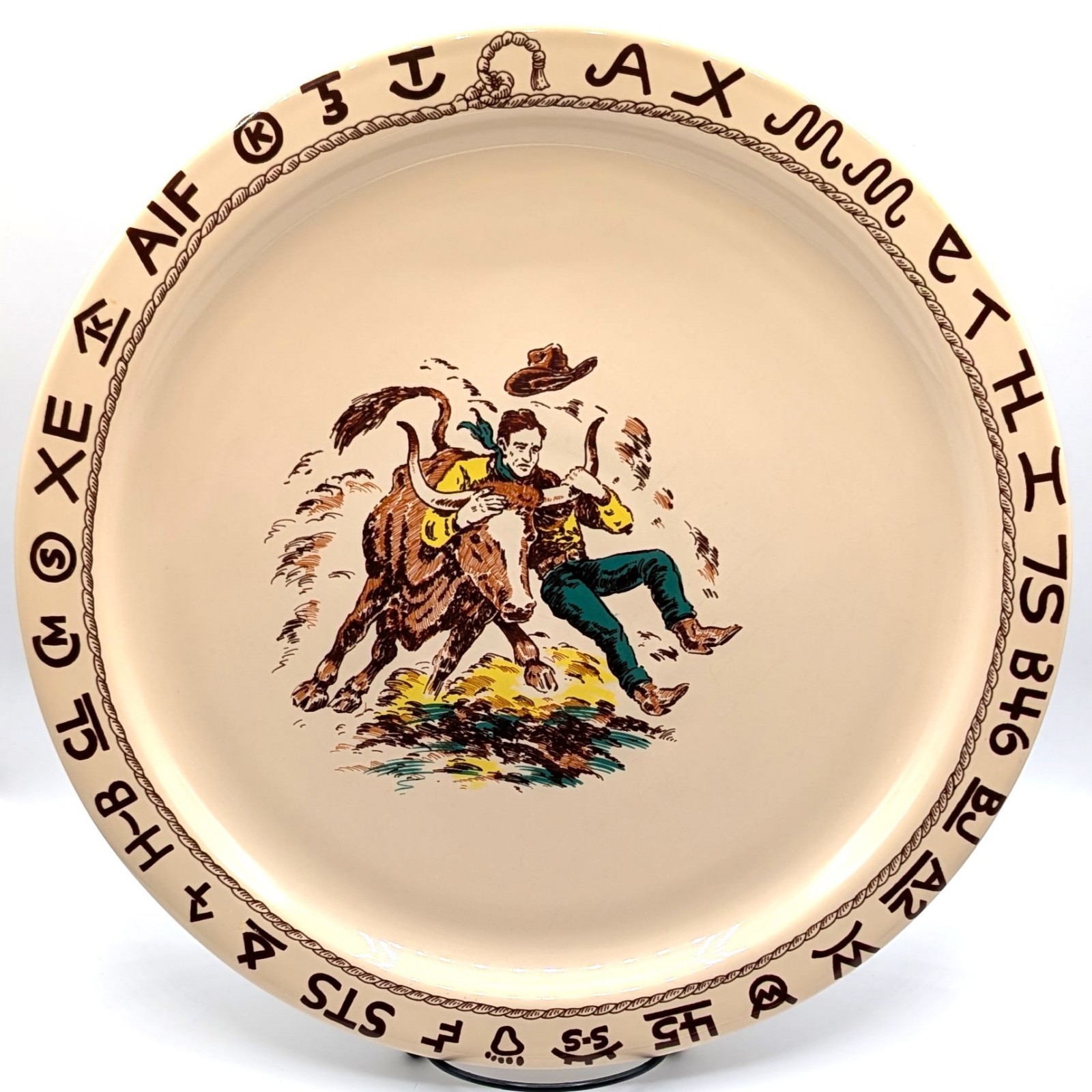 Vintage True West Westward Ho Rodeo Patten 13-1/4" Round Serving ...