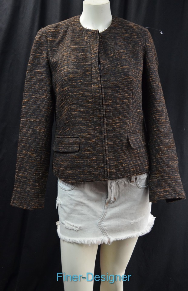 CWC Coldwater Creek shabby BLAZER Jacket tweed zip Coat crop fit Size ...