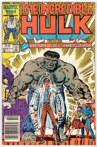 INCREDIBLE HULK #324 (1986)- RETURN OF GREY HULK- MARVEL- NEWSSTAND ...