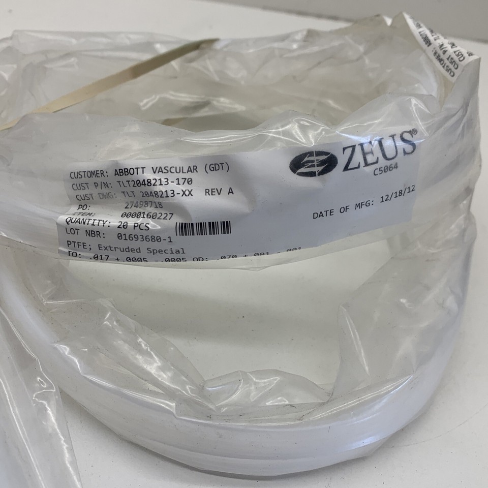 (20-Pack) Zeus 0000160227 PTFE Extruded Lab Tubing 0.017" ID, 0.07" OD ...