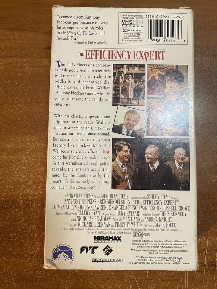 The Efficiency Expert (VHS, 1993) Promotional Screener | eBay